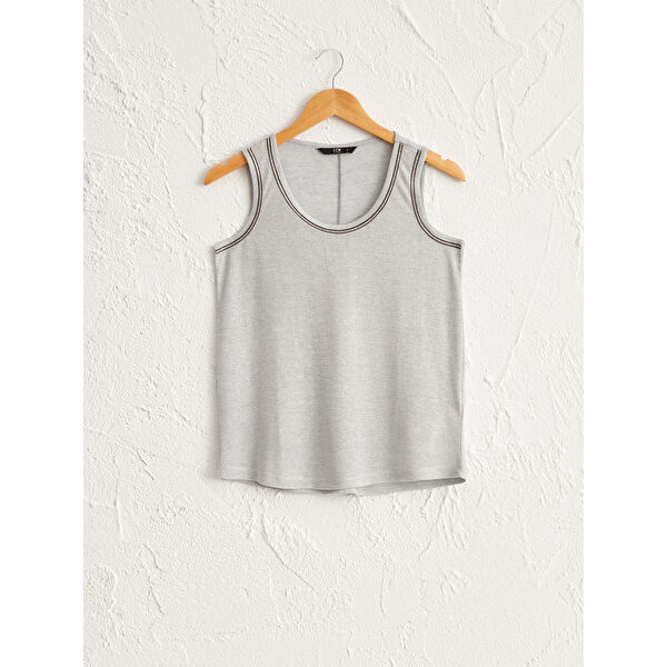 Dokulu Kumaştan Boncuk İşlemeli Atlet