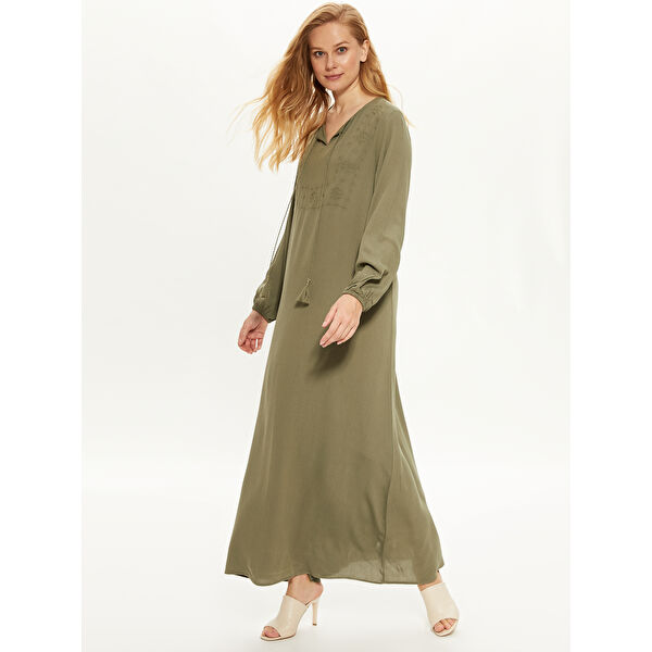 LCW GRACE Standart Fit Uzun Kollu Krinkle Kadın Elbise