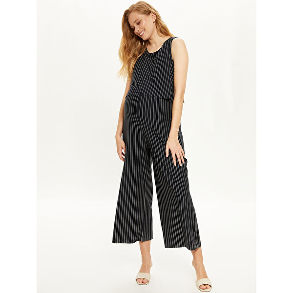 Emzirme Özellikli Çizgili Hamile Tulum