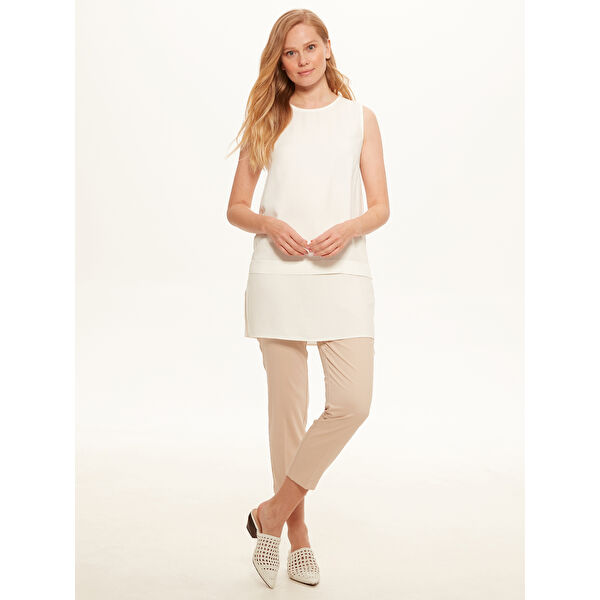 Bilek Boy Düz Paça Kumaş Pantolon