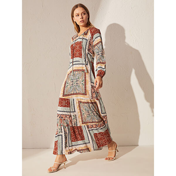 LCW CLASSIC Standart Fit Uzun Kollu Krinkle Kadın Elbise