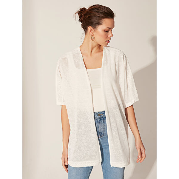 LCW CLASSIC V Yaka Kısa Kollu Penye Kadın Hırka LCW CLASSIC V Yaka Kısa Kollu Penye Kadın Hırka