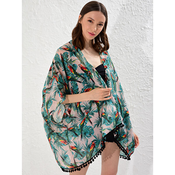 Çiçek Desenli Vual Kaftan