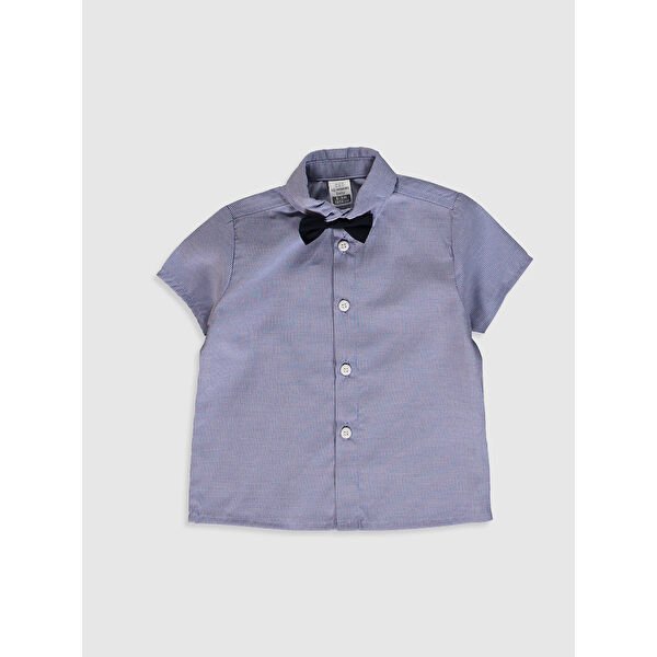 Kısa Kollu Poplin Erkek Bebek Gömlek ve Papyon 2'li