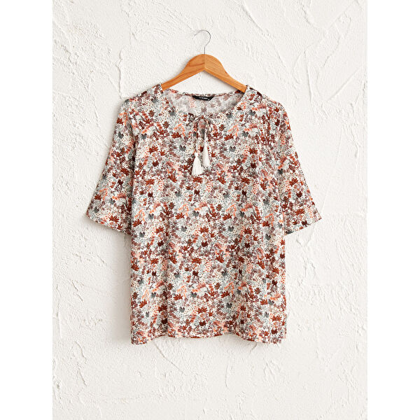 LCW GRACE Standart Fit Kısa Kollu Kadın Desenli Viskon Bluz