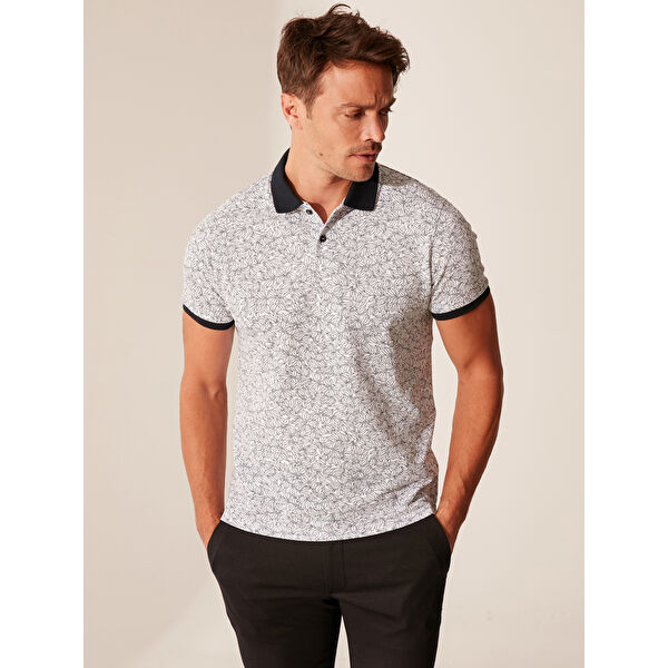 Slim Fit Polo Yaka Desenli Pike Tişört