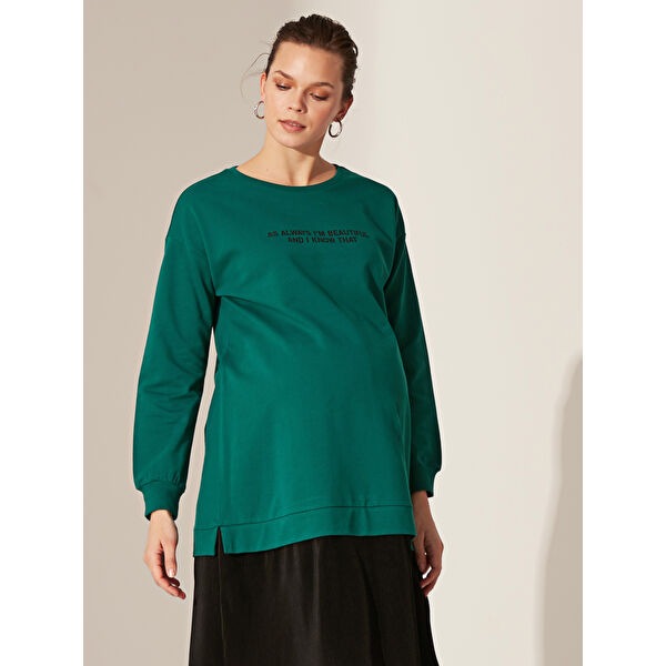 Yazı Baskılı Hamile Sweat Elbise