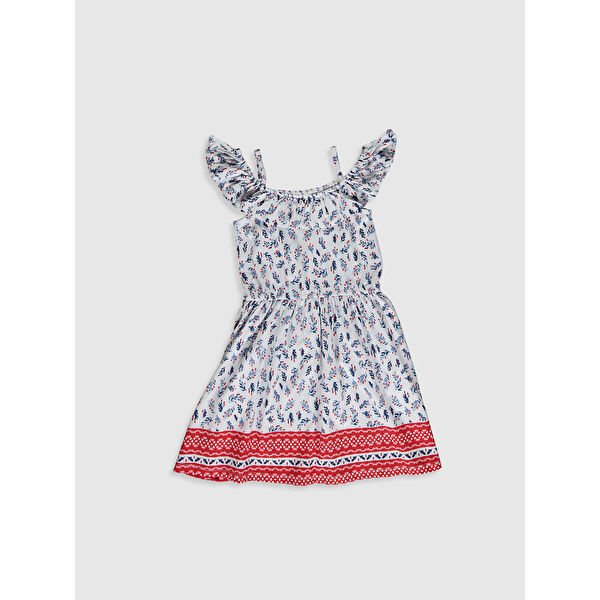 Kız Çocuk Omuzu Açık Desenli Elbise