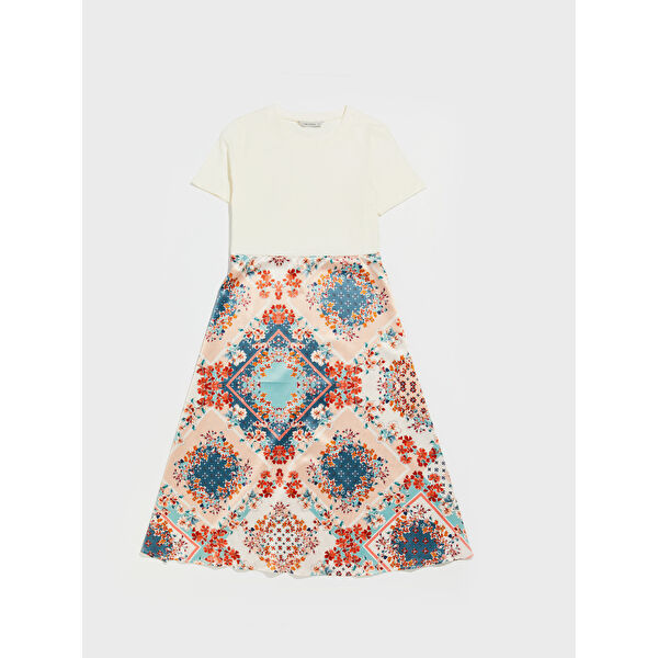 Kısa Kollu Saten Kadın Elbise