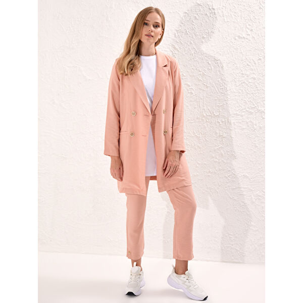 Dokulu Kumaştan Blazer Ceket