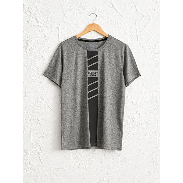 Aktif Spor Bisiklet Yaka Desenli Tişört