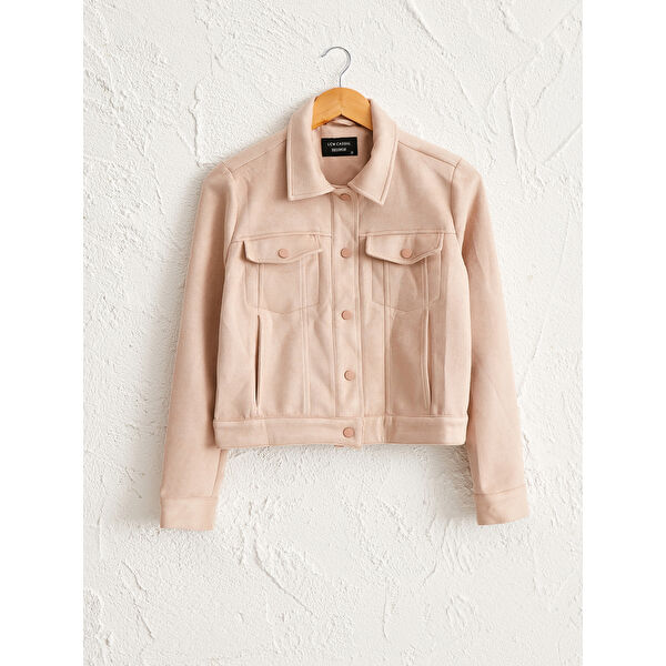 LCW CASUAL Uzun Kollu Kadın Süet Görünümlü Mont