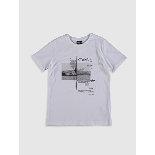 Erkek Çocuk İstanbul Baskılı Pamuklu Tişört Baba Oğul Kombini