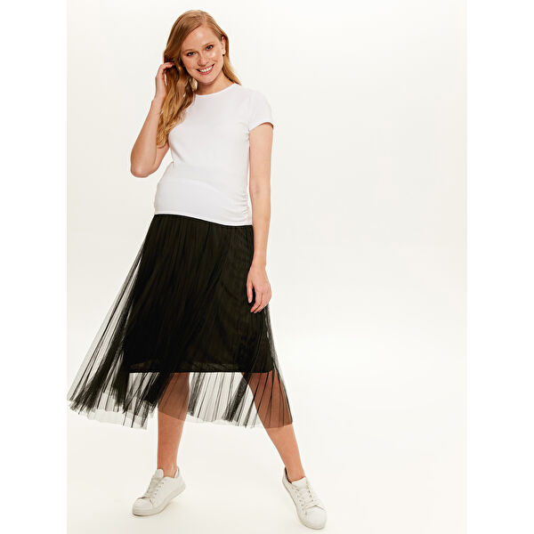 Pileli Tül Detaylı Hamile Etek Pileli Tül Detaylı Hamile Etek