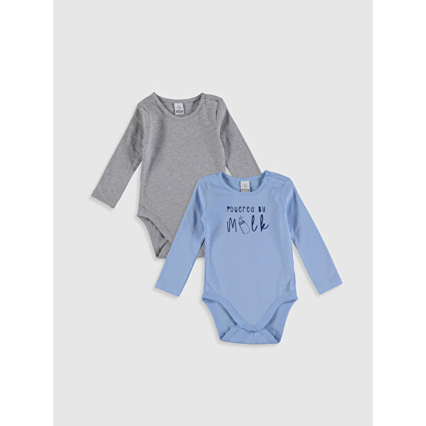 Bisiklet Yaka Uzun Kollu Erkek Bebek Pamuklu Çıtçıtlı Body 2'li