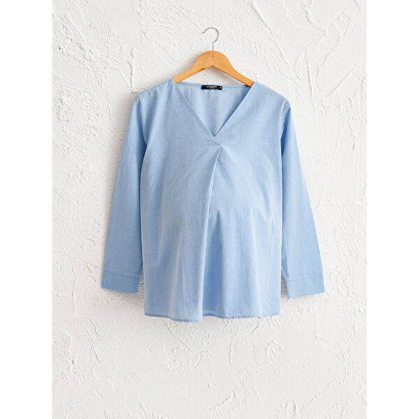 V Yaka Poplin Hamile Bluz