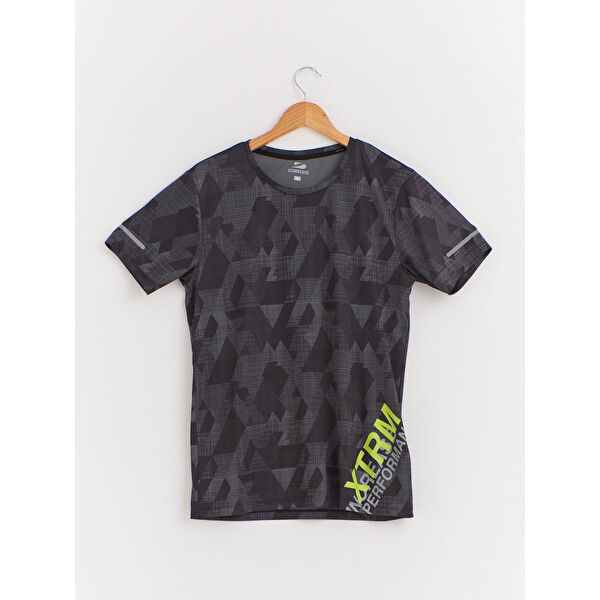 Aktif Spor Bisiklet Yaka Desenli Tişört