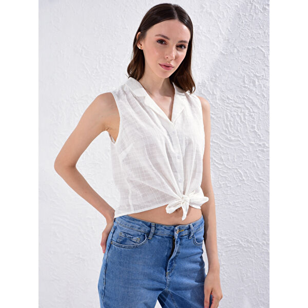 Beli Bağlama Detaylı Viskon Gömlek