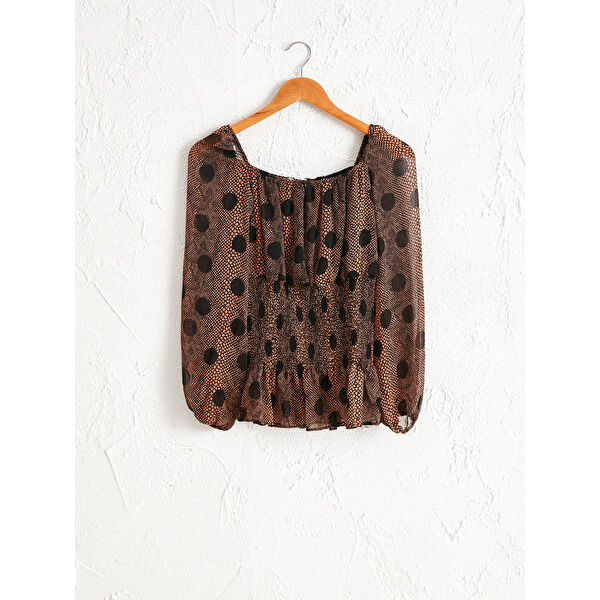 Fırfır Detaylı Puantiyeli Bluz