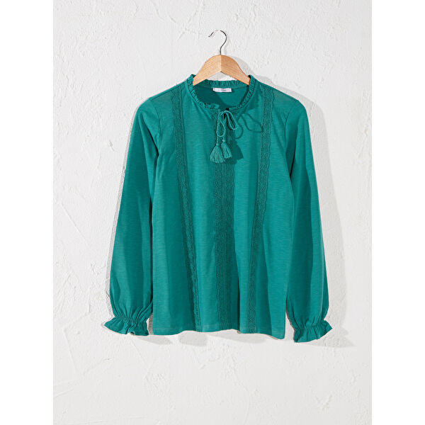 Dantel Detaylı Pamuklu Tişört Dantel Detaylı Pamuklu Tişört