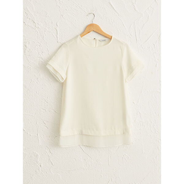 Dokulu Kumaştan Şifon Bluz