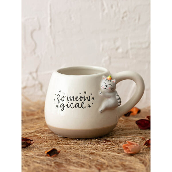 Slogan Baskılı Kedi Figürlü Seramik Kupa 14x10x9 Cm Slogan Baskılı Kedi Figürlü Seramik Kupa 14x10x9 Cm