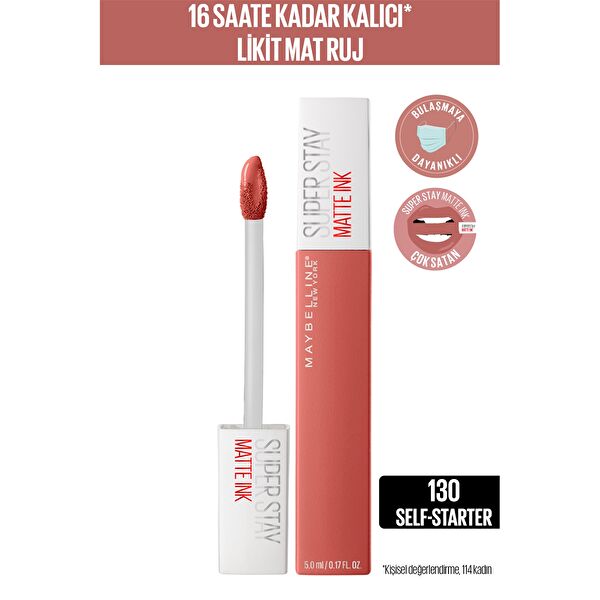 Maybelline New York Super Stay Matte Ink Likit Mat Ruj - 130 Self-Starter - Nude/Kahve Maybelline New York Super Stay Matte Ink Likit Mat Ruj - 130 Self-Starter - Nude/Kahve