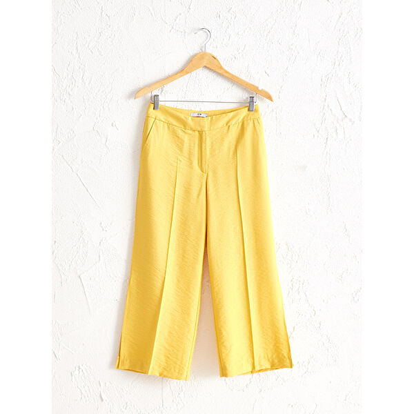 Bilek Boy Geniş Paça Kumaş Pantolon