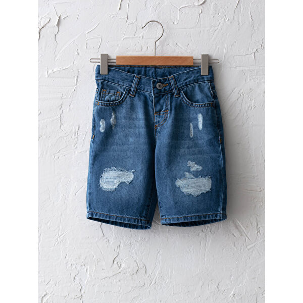 Yırtık Detaylı Erkek Çocuk Jean Şort