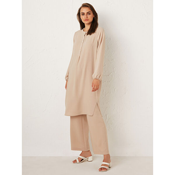 Yakası Düğmeli Armürlü Tunik