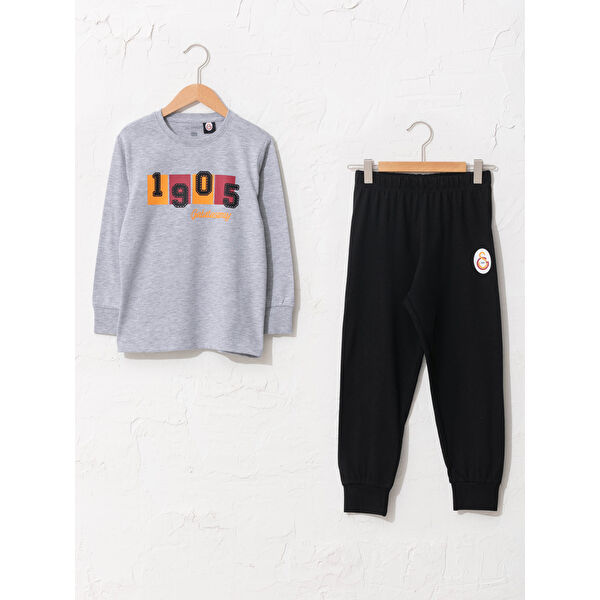 Bisiklet Yaka Galatasaray Baskılı Uzun Kollu Erkek Çocuk Pijama Takımı