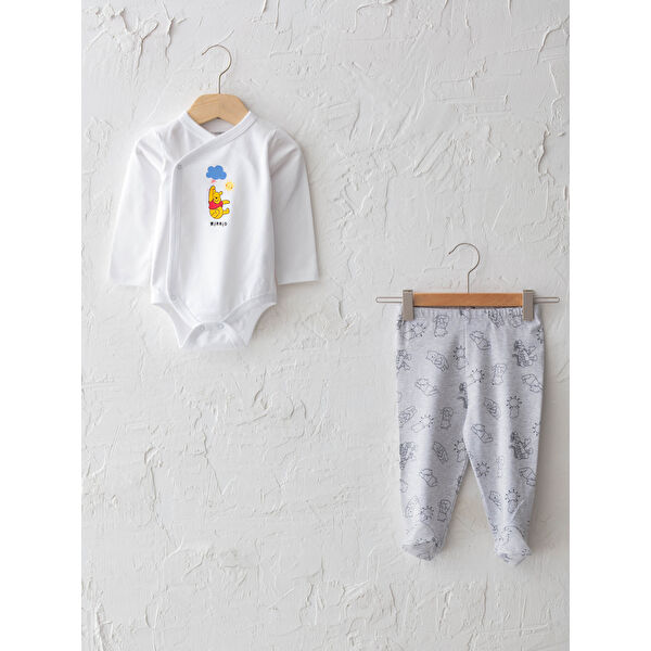 Uzun Kol Winnie the Pooh Baskılı Erkek Bebek Çıtçıtlı Body ve Pantolon 2'li Uzun Kol Winnie the Pooh Baskılı Erkek Bebek Çıtçıtlı Body ve Pantolon 2'li