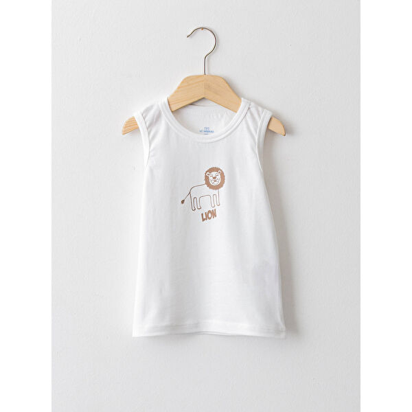 Bisiklet Yaka Baskılı Pamuklu Erkek Bebek Atlet