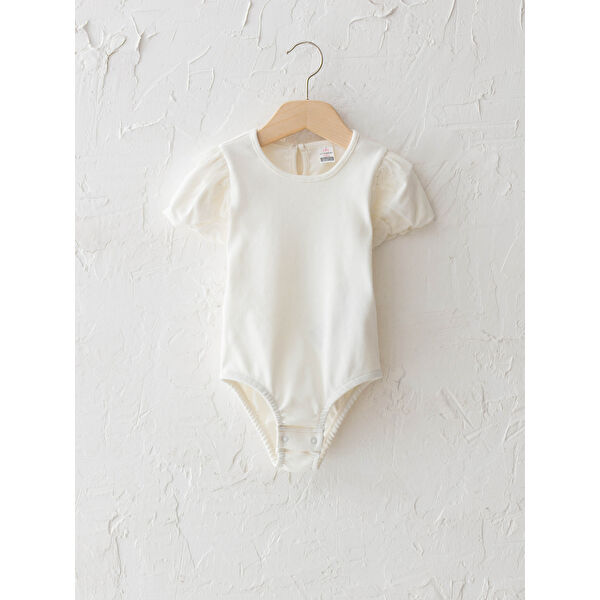 Bisiklet Yaka Kısa Kol Kız Bebek Çıtçıtlı Body