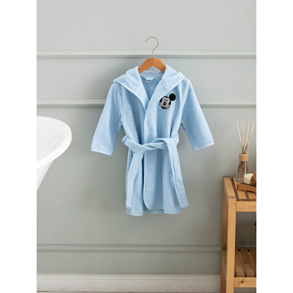 Mickey Mouse Baskılı Kapüşonlu Erkek Bebek Bornoz Mickey Mouse Baskılı Kapüşonlu Erkek Bebek Bornoz