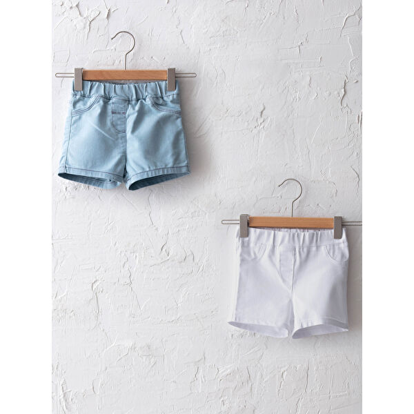 LCW GREEN Beli Lastikli Skinny Fit Kız Bebek Gabardin Şort 2'li LCW GREEN Beli Lastikli Skinny Fit Kız Bebek Gabardin Şort 2'li