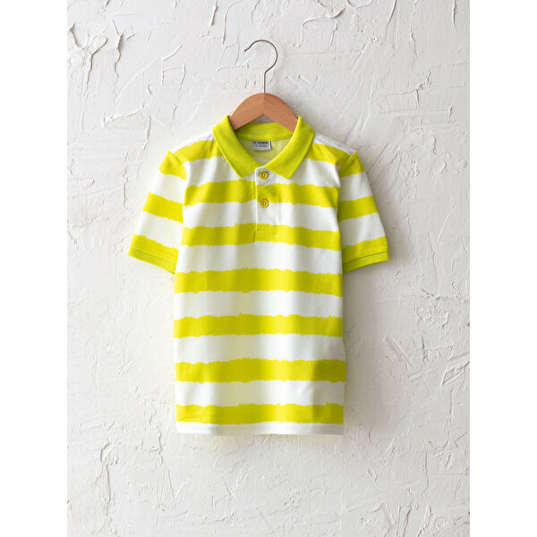 Polo Yaka Çizgili Kısa Kollu Erkek Çocuk Tişört