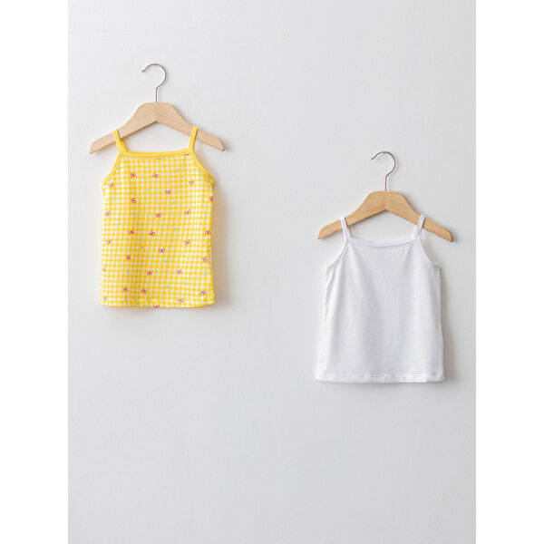 Kare Yaka Askılı Pamuklu Kız Bebek Atlet 2'li