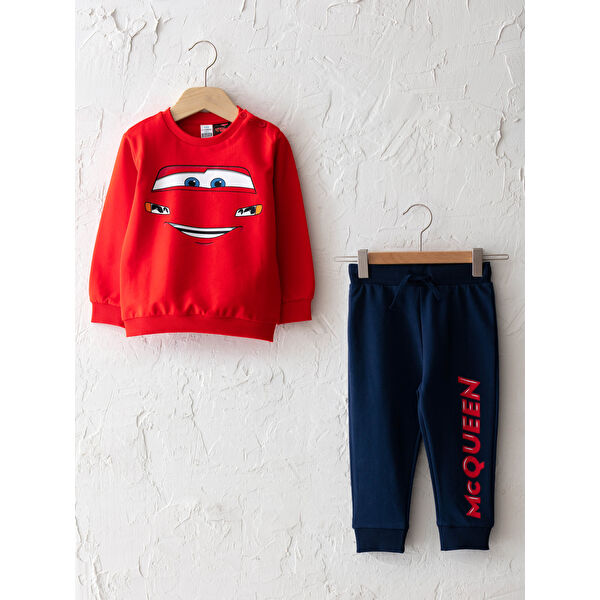 Bisiklet Yaka Uzun Kol Arabalar Baskılı Erkek Bebek Sweatshirt ve Jogger Pantolon 2'li Bisiklet Yaka Uzun Kol Arabalar Baskılı Erkek Bebek Sweatshirt ve Jogger Pantolon 2'li