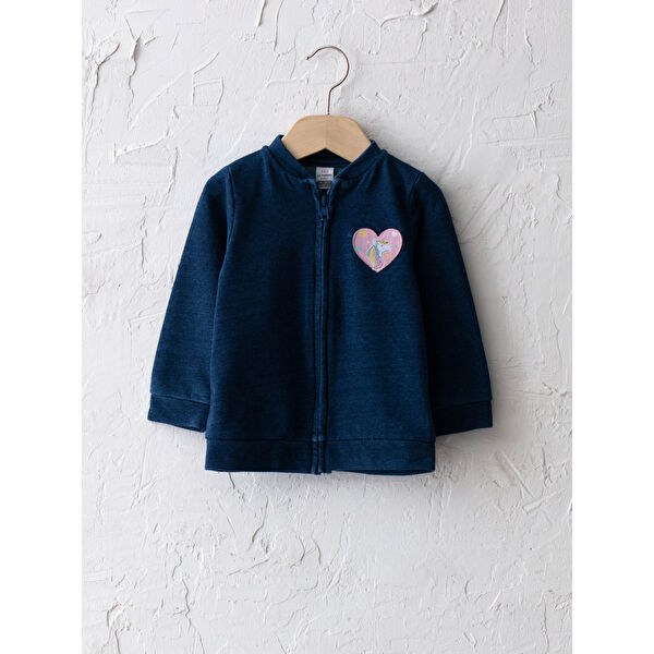 Bisiklet Yaka Uzun Kol Aplikeli Kız Bebek Fermuarlı Sweatshirt Bisiklet Yaka Uzun Kol Aplikeli Kız Bebek Fermuarlı Sweatshirt