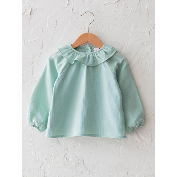 Bisiklet Yaka Uzun Kol Kız Bebek Bluz