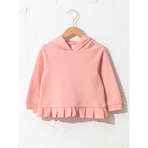 Kapüşonlu Uzun Kol Basic Kız Bebek Sweatshirt