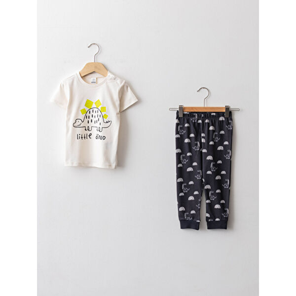 Bisiklet Yaka Kısa Kol Baskılı Erkek Bebek Pijama Takım