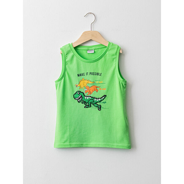 Bisiklet Yaka Baskılı Pamuklu Erkek Çocuk Atlet