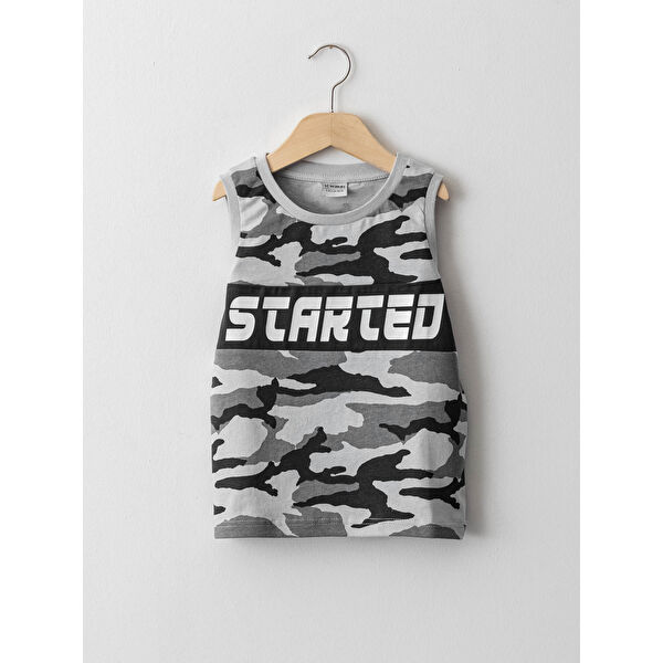 Bisiklet Yaka Baskılı Pamuklu Erkek Çocuk Atlet