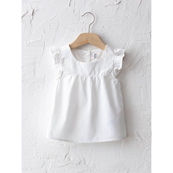 Bisiklet Yaka Kolsuz Basic Pamuklu Kız Bebek Bluz