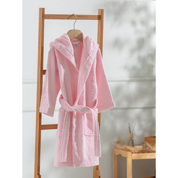 Kapüşon Yaka Jakarlı Kız Çocuk Bornoz