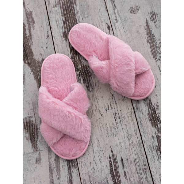 Pelüş Çapraz Bant Kadın Ev Terliği Pelüş Çapraz Bant Kadın Ev Terliği