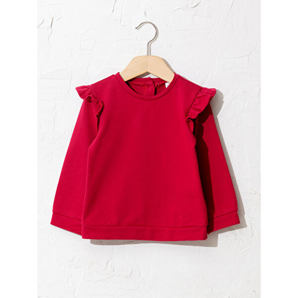 Bisiklet Yaka Uzun Kol Basic Kız Bebek Sweatshirt