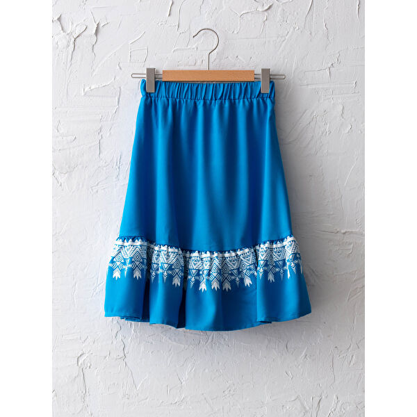 Beli Lastikli Baskılı Viskon Kız Çocuk Etek